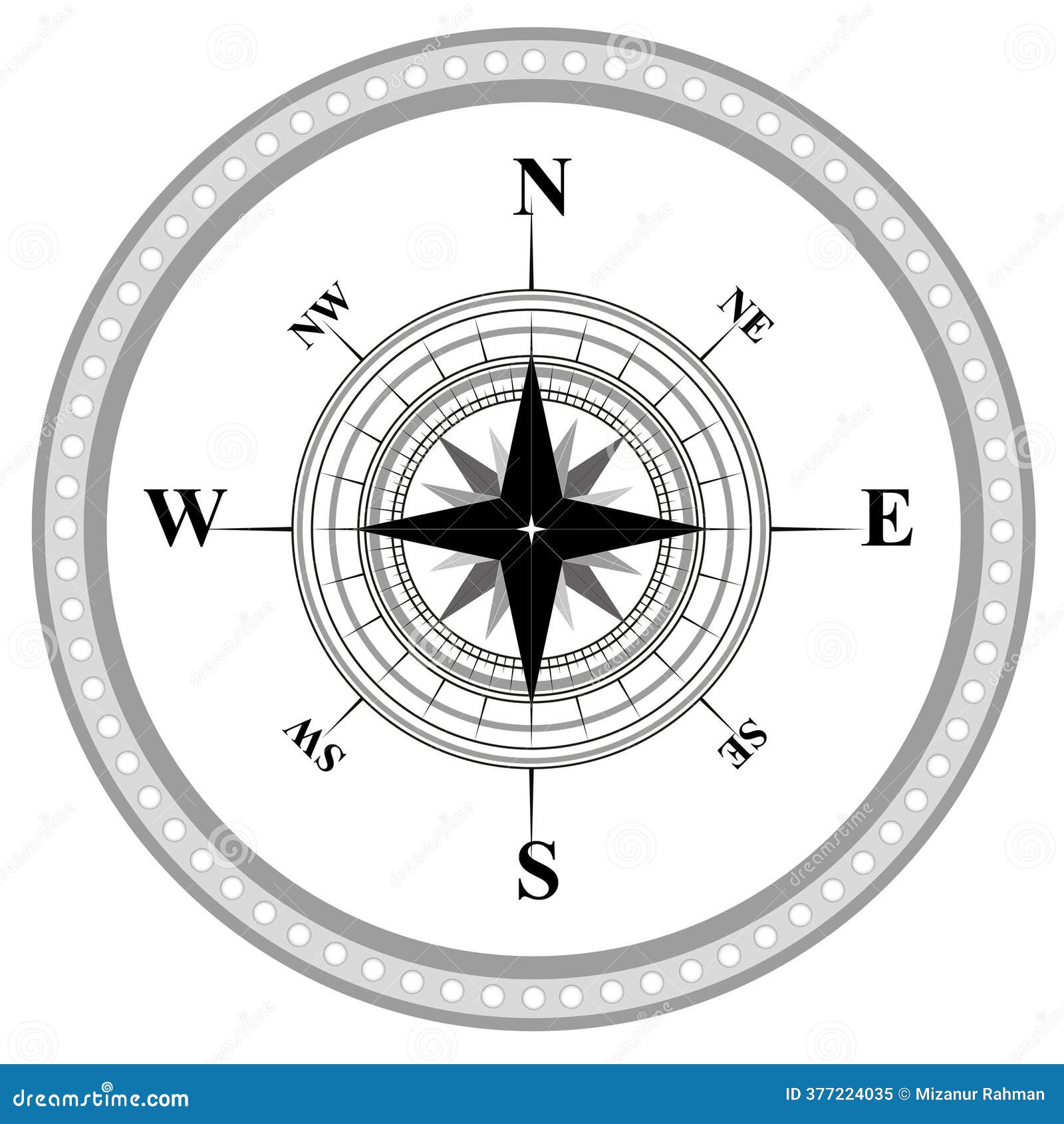 Compass, White Compass On A Black Background. Compass Icon. Royalty ...