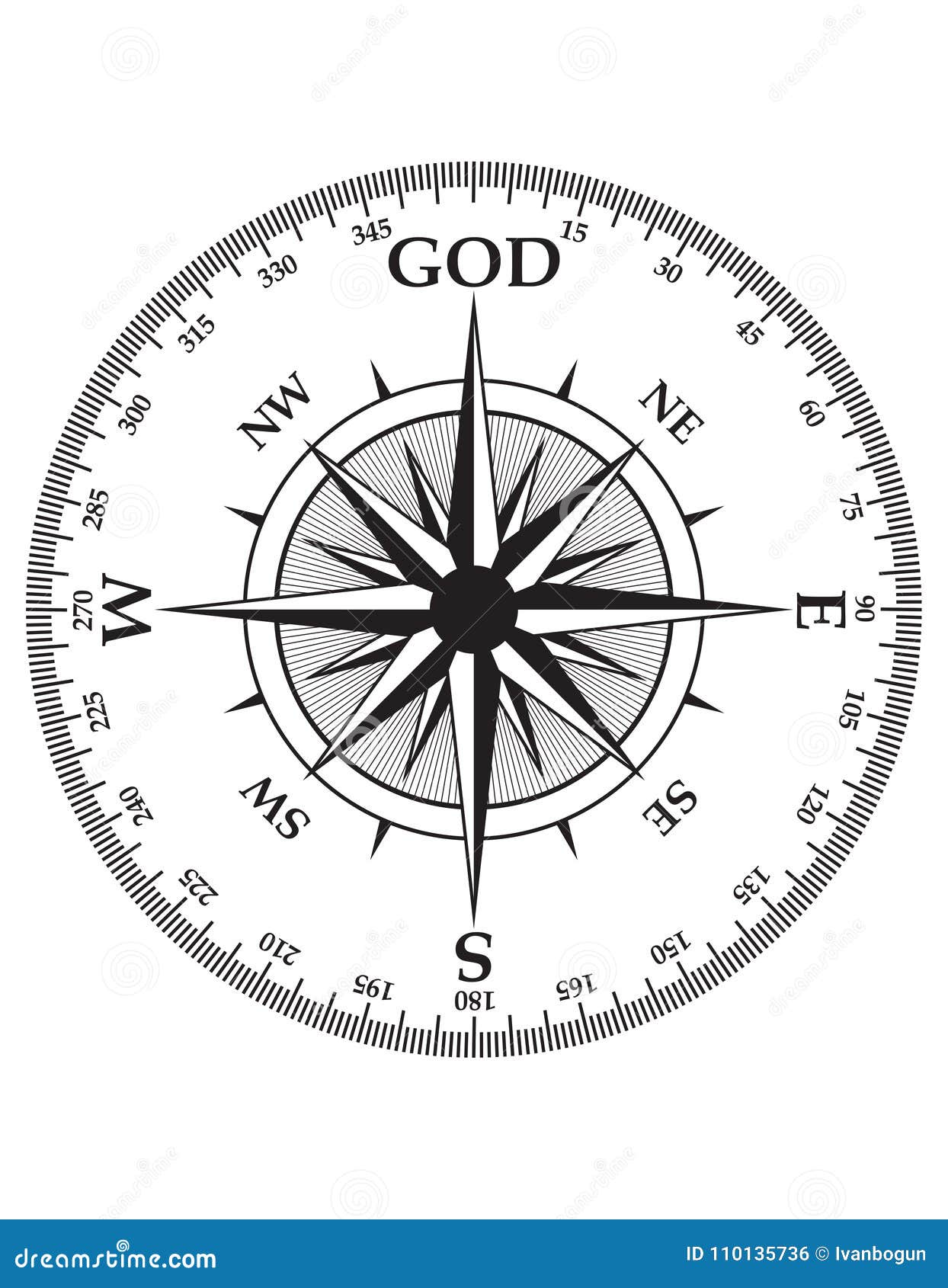 Black compass on white. stock illustration. Illustration of columbus ...