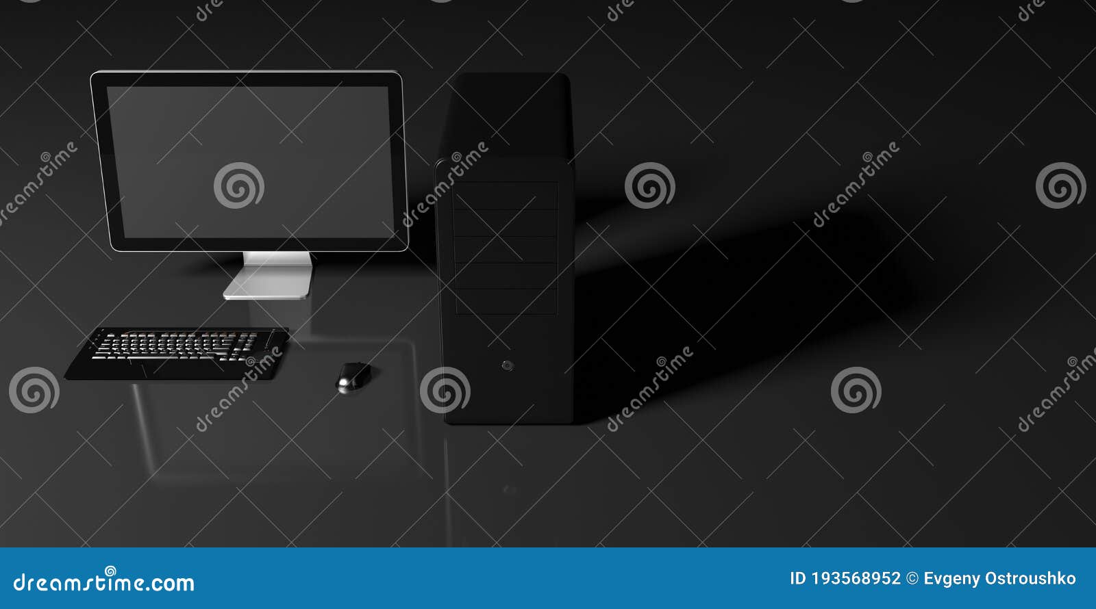 Black Computer on a Black Background Stock Illustration - Illustration ...