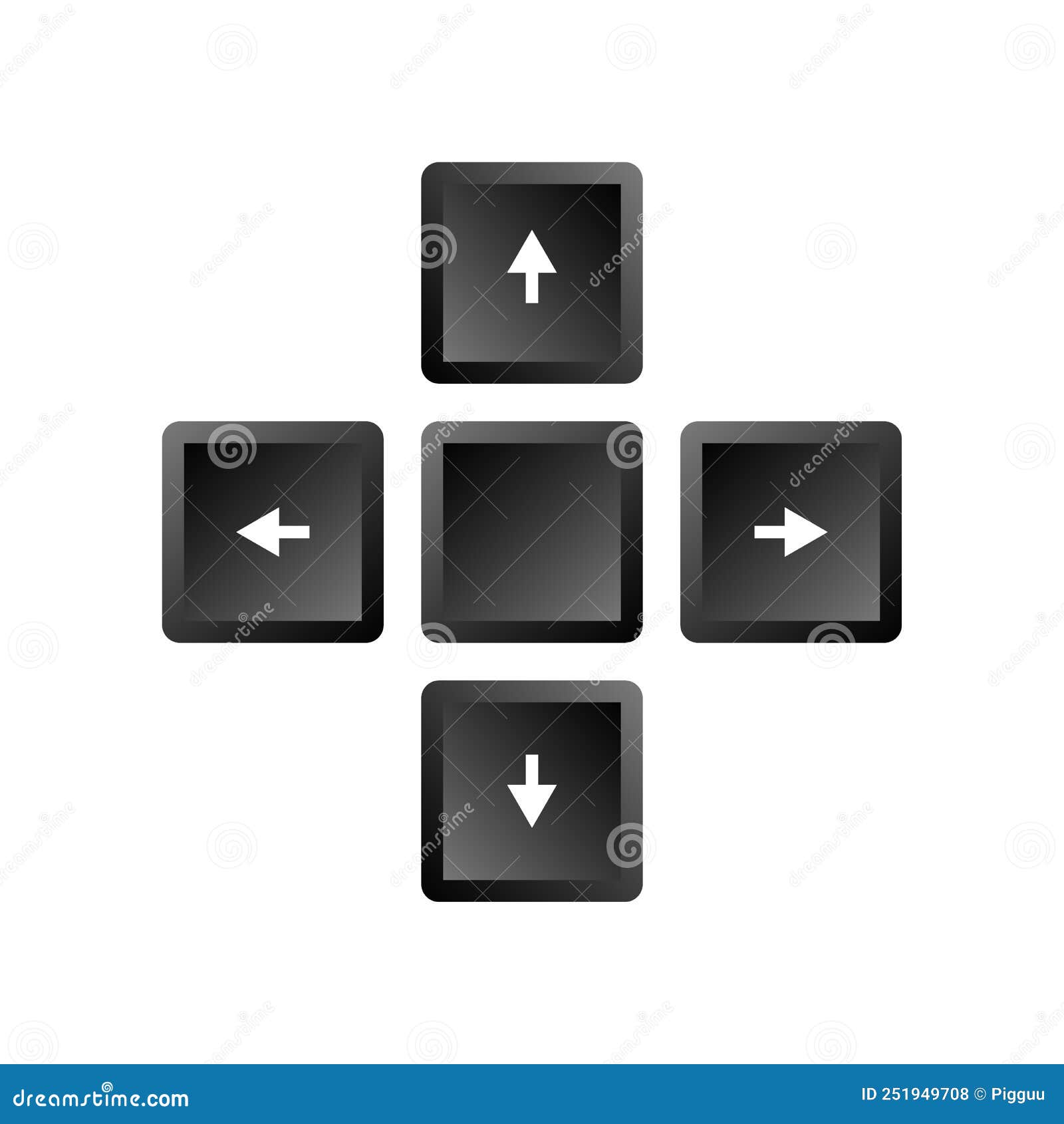 Black Computer Buttons with Arrow Point Direction on White Background ...