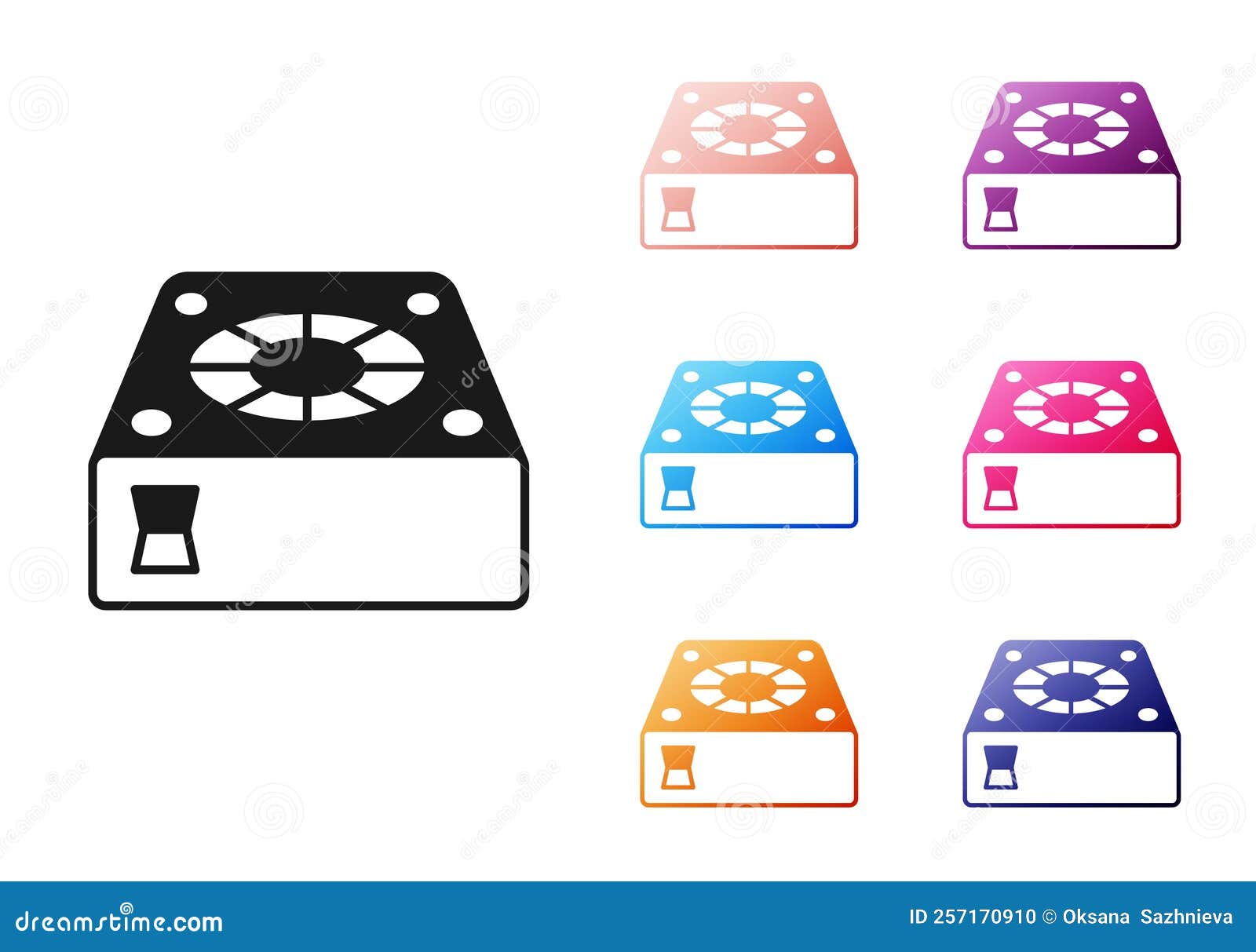 Black Computer Cooler Icon Isolated on White Background. PC Hardware ...