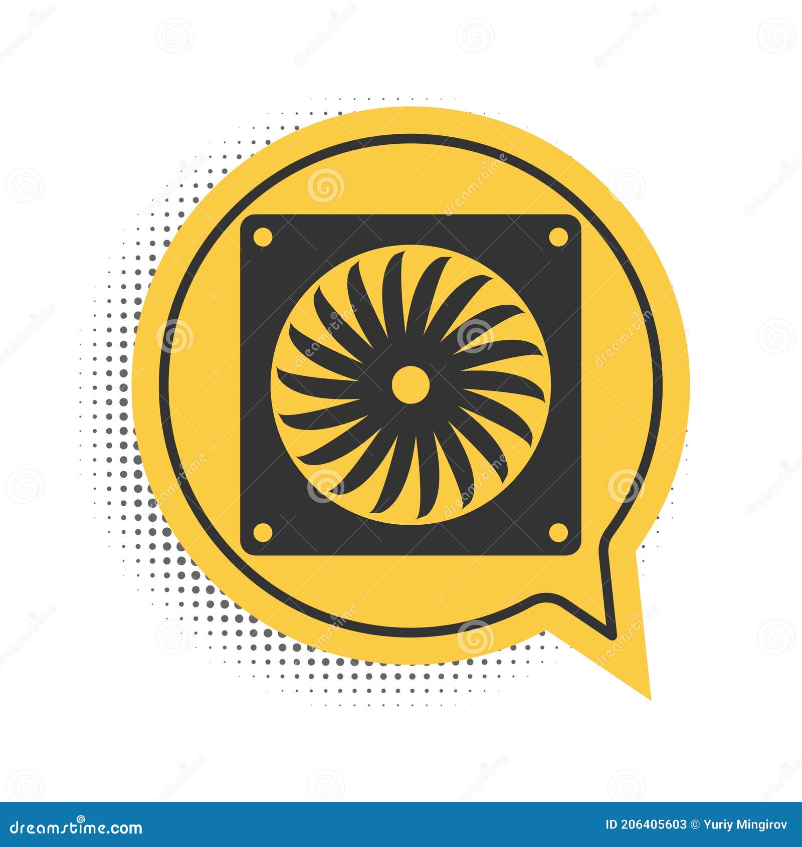 Black Computer Cooler Icon Isolated on White Background. PC Hardware ...