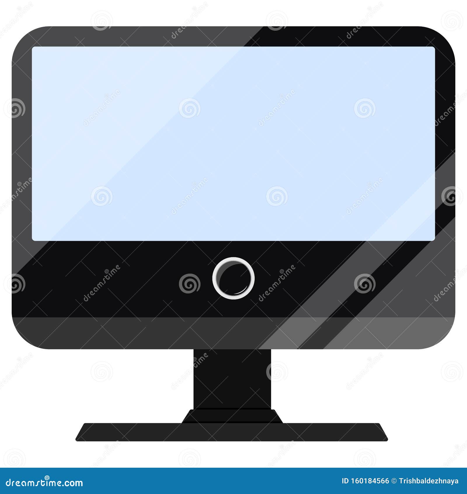 Black Computer Display with Touch Screen Flat Design Cartoon Style ...