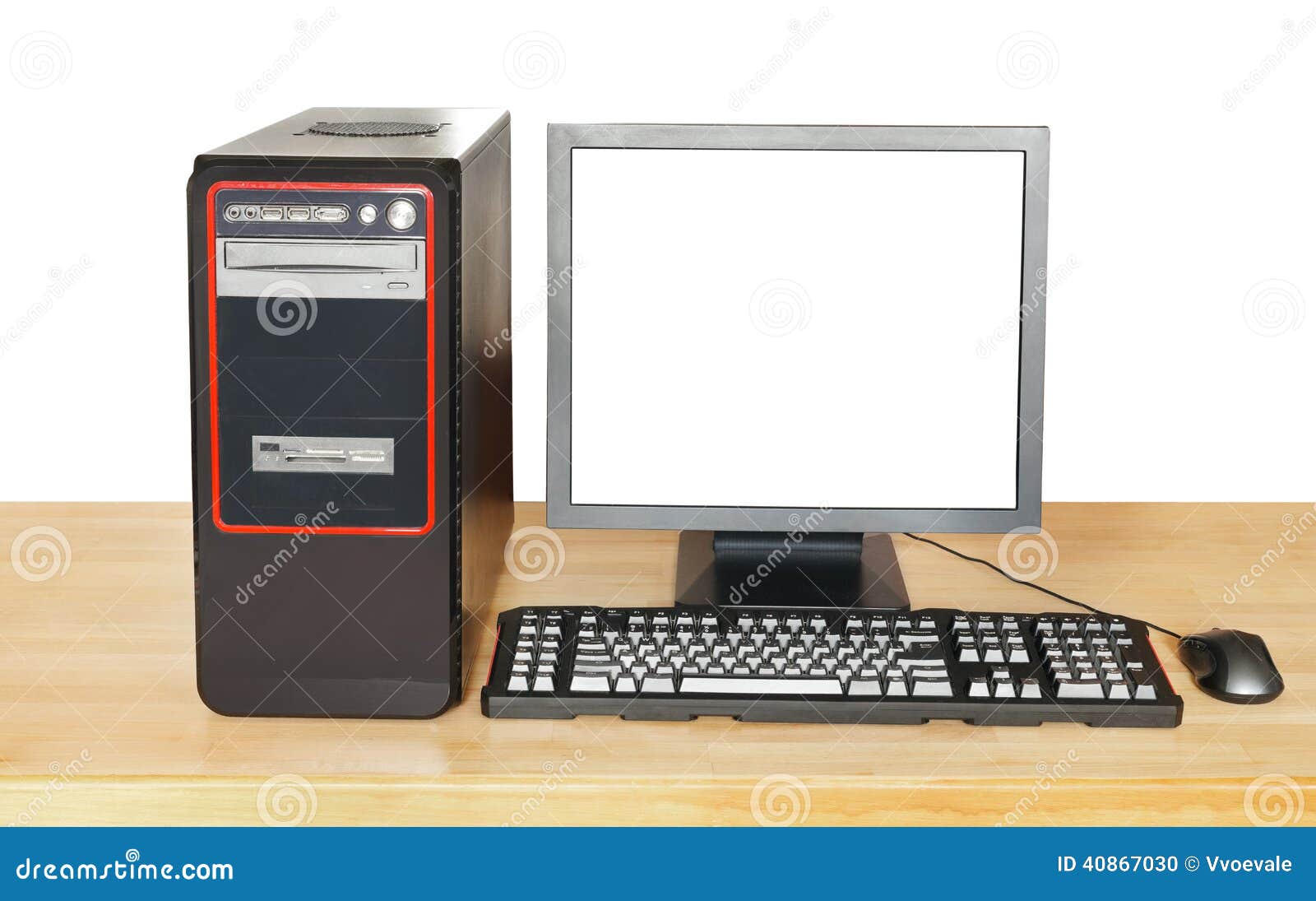 Black Computer and Display with Cut Out Screen Stock Photo - Image of ...
