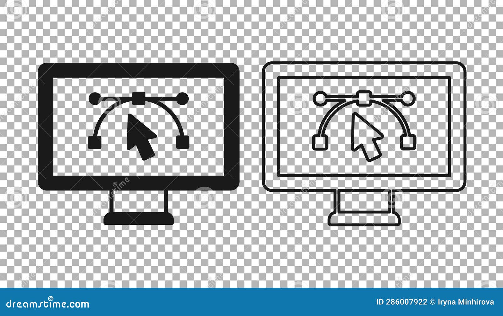 Black Computer Display with Vector Design Program Icon Isolated on Isolated on Transparent ...