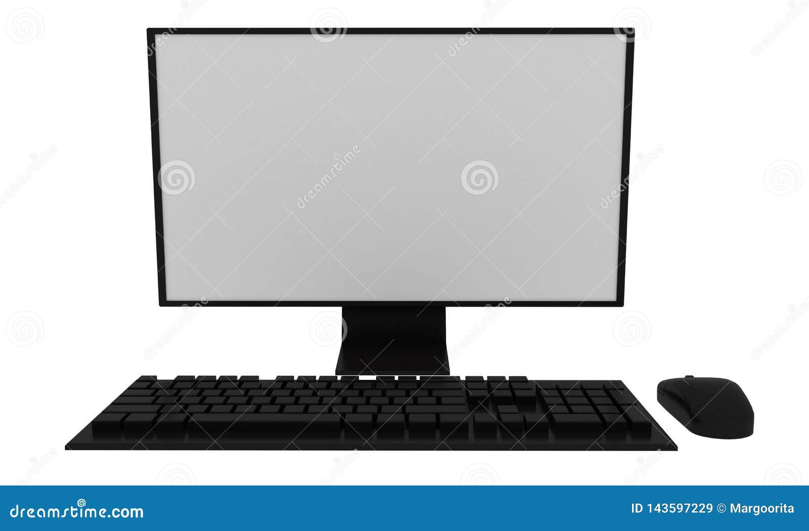Computer on White Background. 3d Rendering Stock Illustration ...