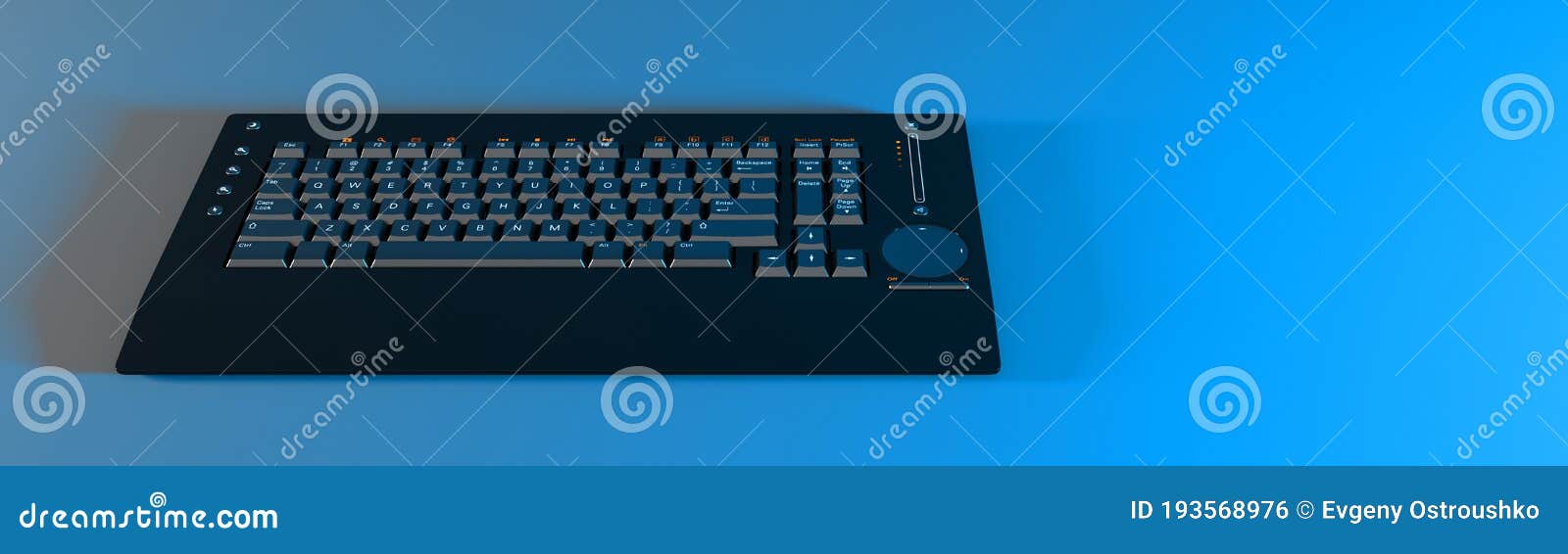 Black Computer Keyboard in Blue Neon Lighting Stock Illustration ...
