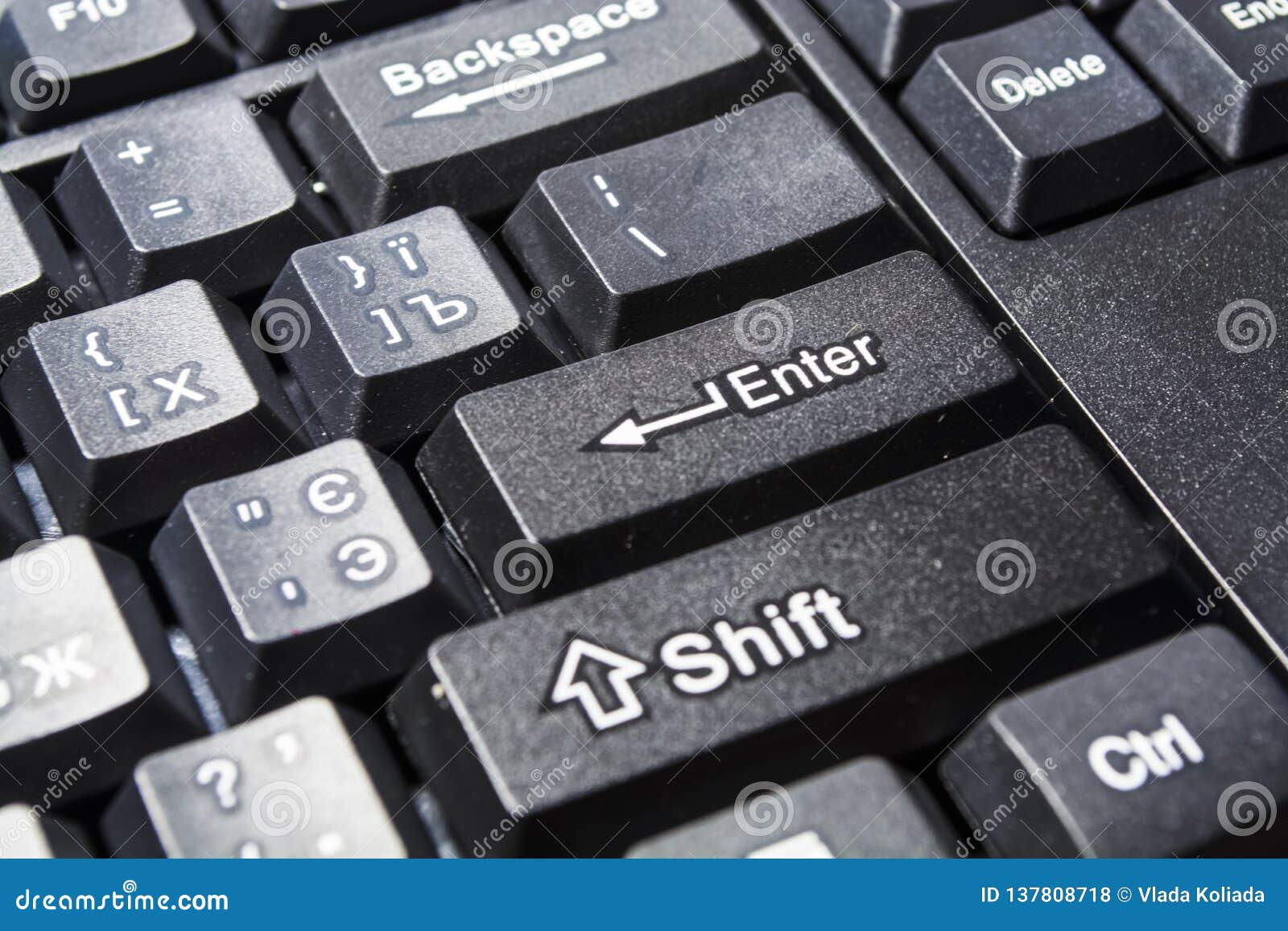 Black Computer Keyboard. Button Enter Close Up. Modern Equipment ...