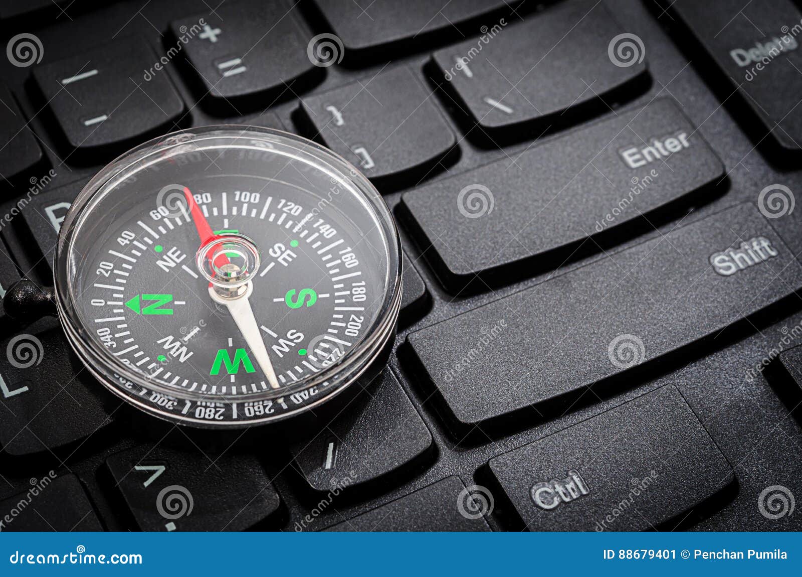 Black Computer Keyboard and Compass. Stock Image - Image of business ...