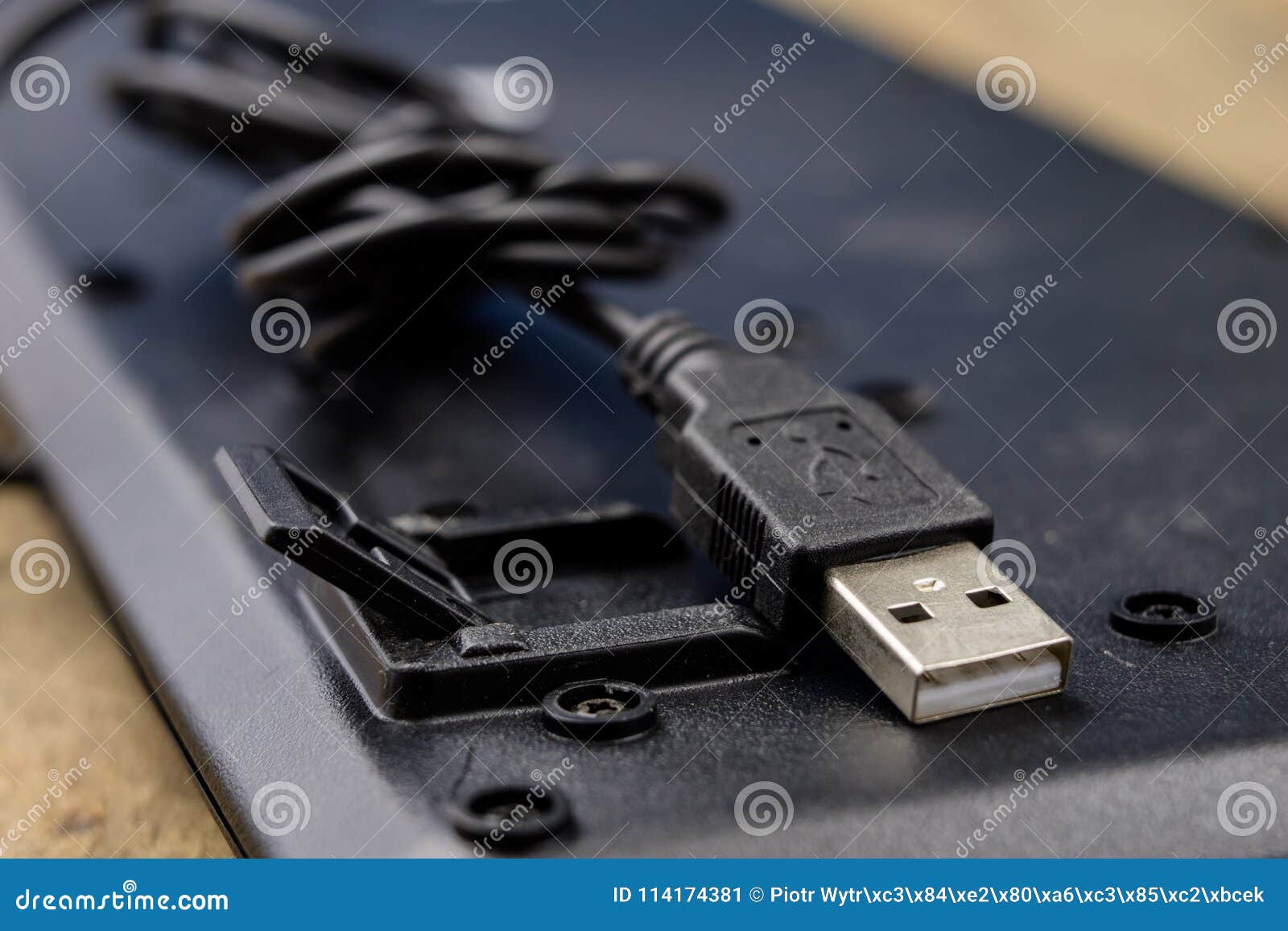 A Black Computer Keyboard and an Enlarged USB Port. Computer ...