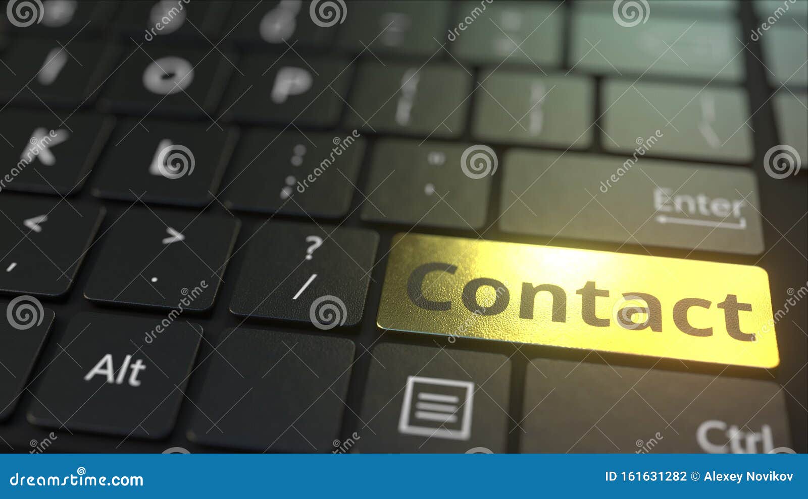 Black Computer Keyboard and Gold Contact Key. Conceptual 3D Rendering ...