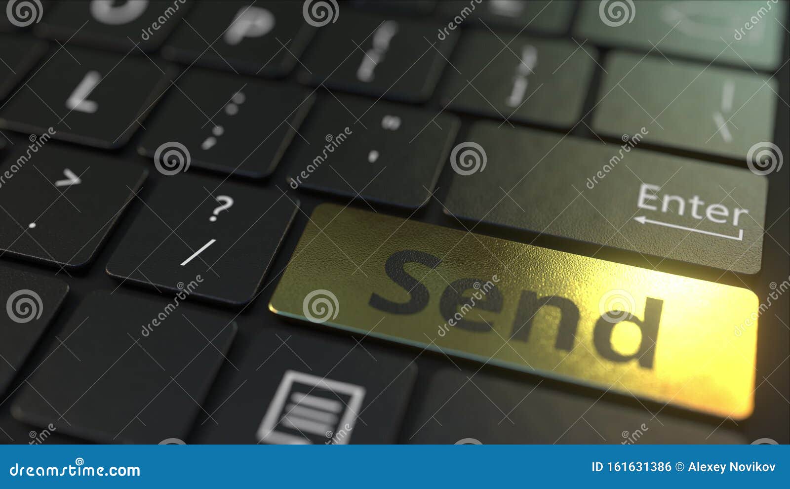Black Computer Keyboard and Gold Send Key. Conceptual 3D Rendering ...