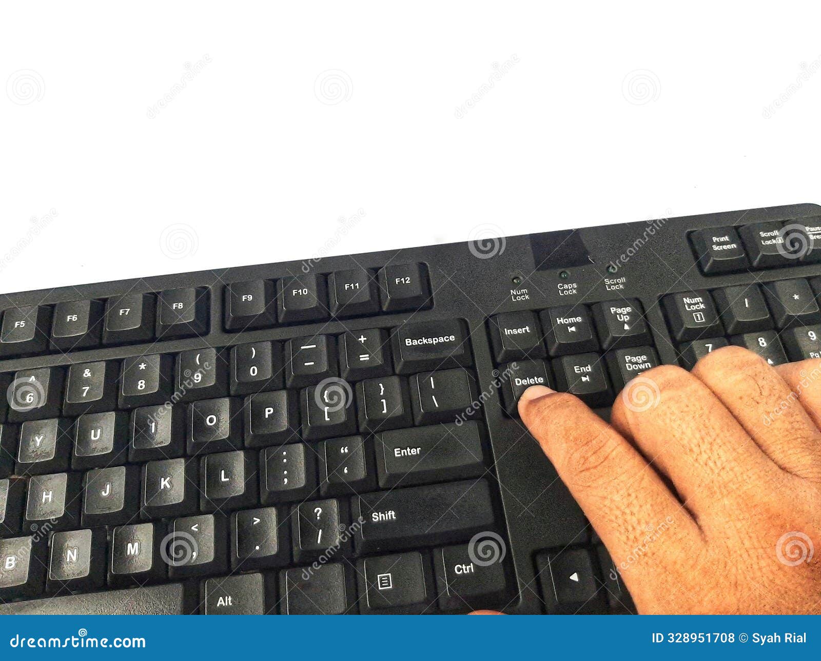 Black Computer Keyboard with Human Hands Isolated on White Background ...