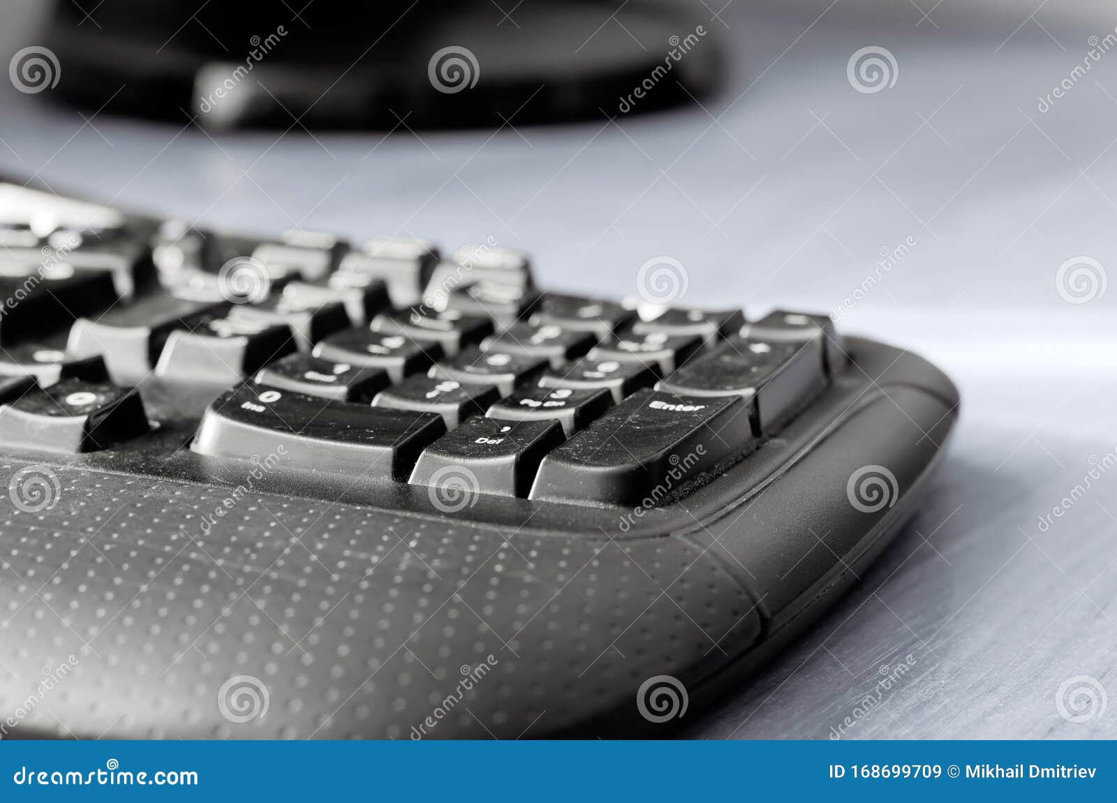 Black Computer Keyboard on a Light Gray Table. Stock Image - Image of ...