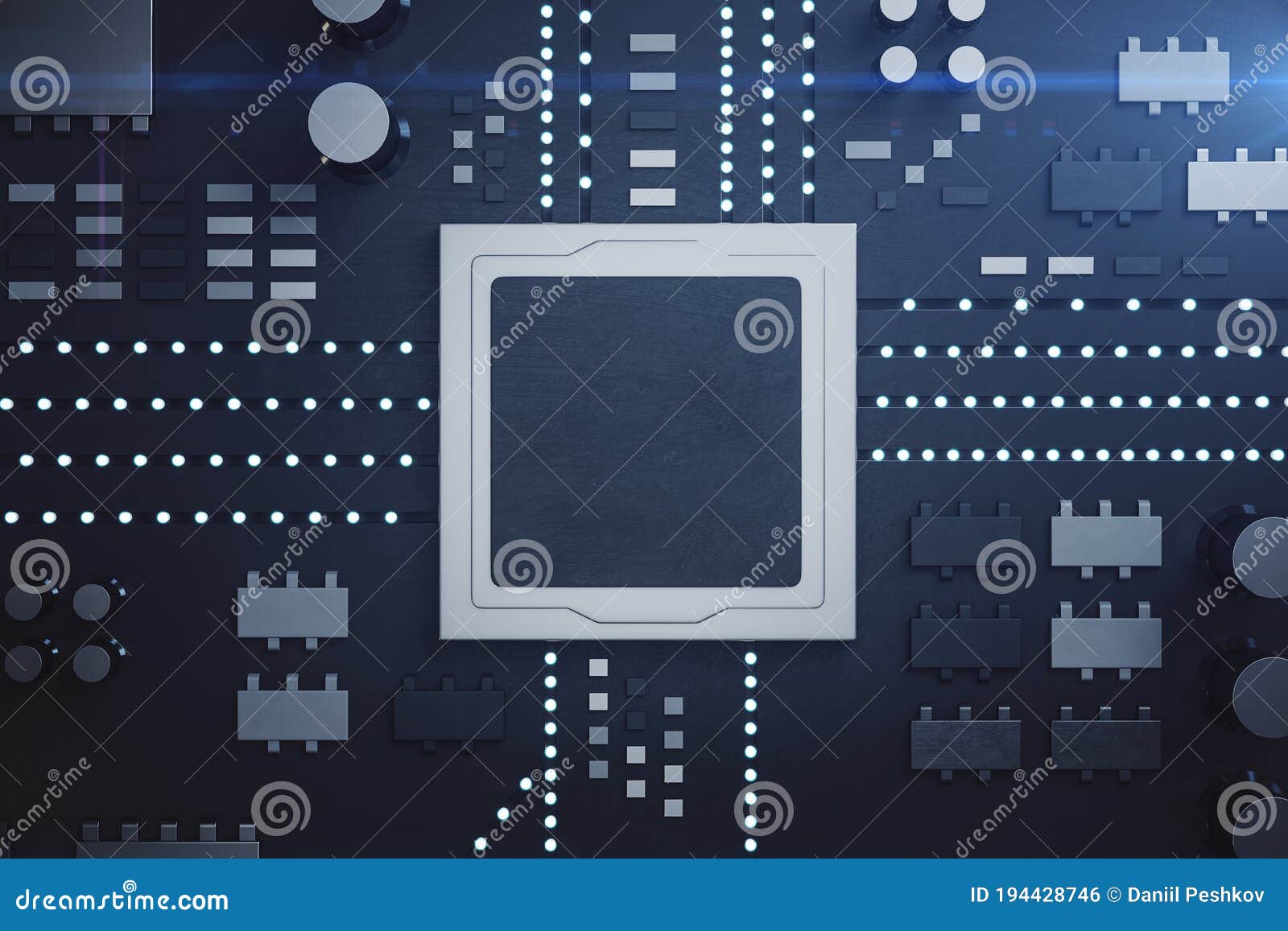 Black Computer Microchip on Motherboard Stock Illustration ...