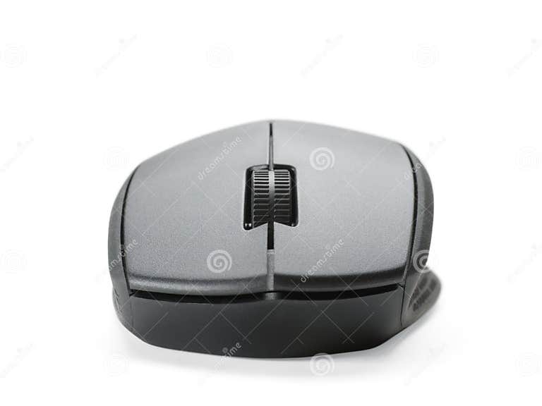 Black Computer Mouse Front View Isolated Stock Image - Image of optic ...