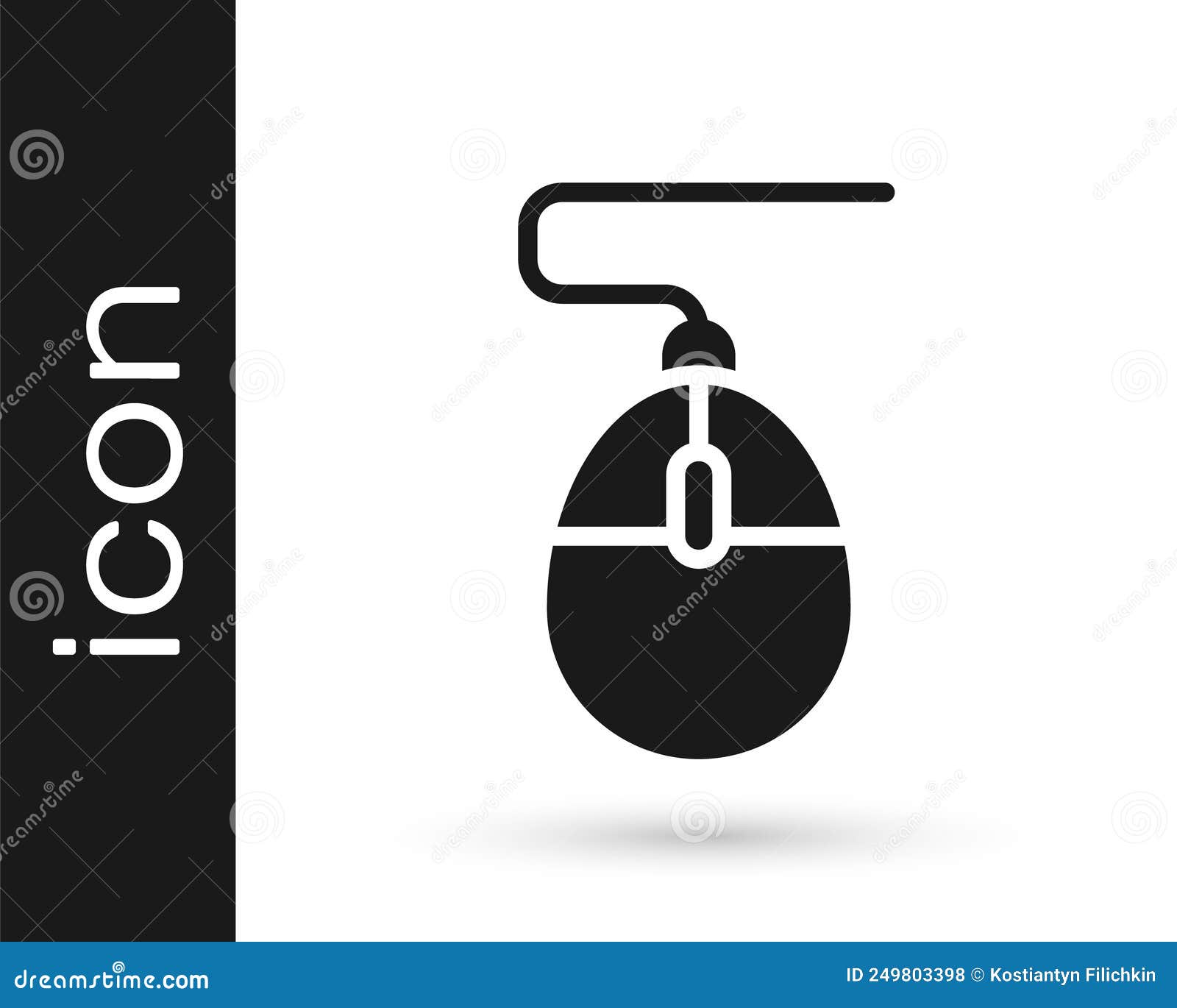 Black Computer Mouse Gaming Icon Isolated on White Background. Optical ...