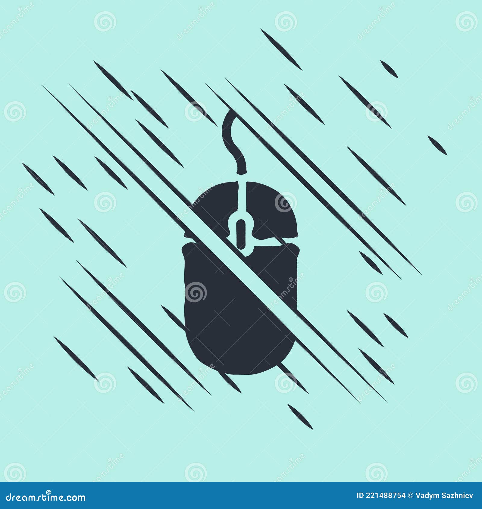 Black Computer Mouse Icon Isolated on Green Background. Optical with ...