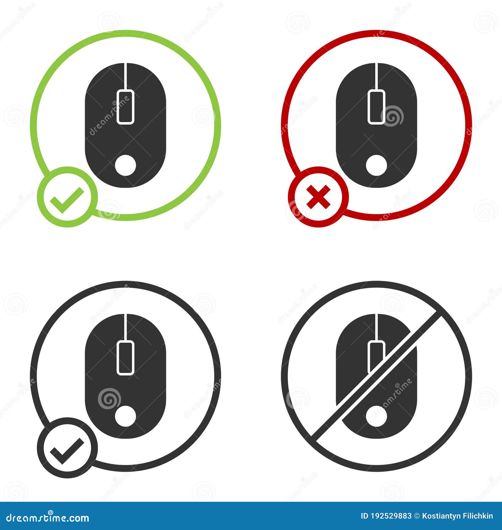 Black Computer Mouse Icon Isolated on White Background. Optical with ...