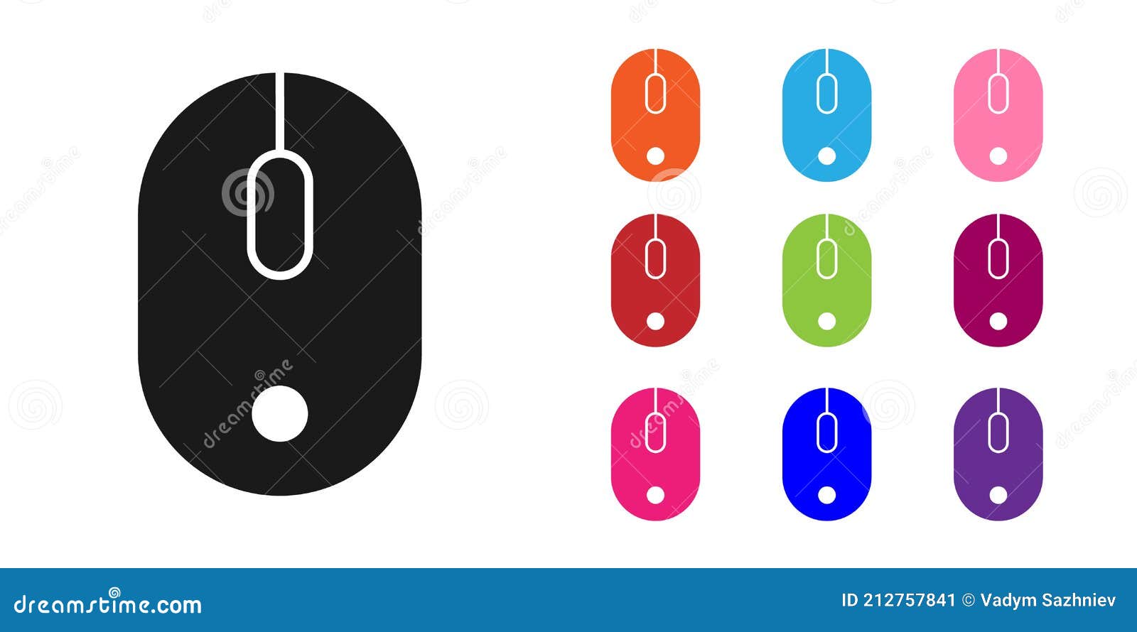 Black Computer Mouse Icon Isolated on White Background. Optical with ...