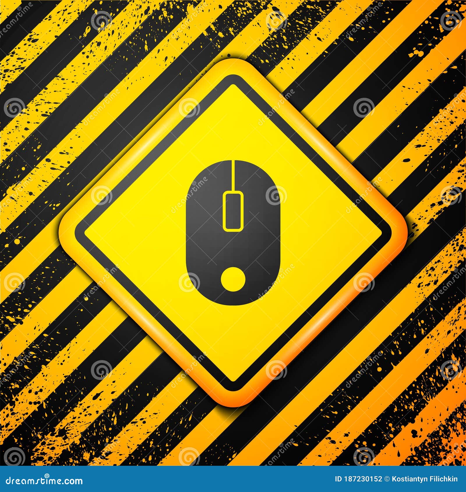 Black Computer Mouse Icon Isolated on Yellow Background. Optical with ...