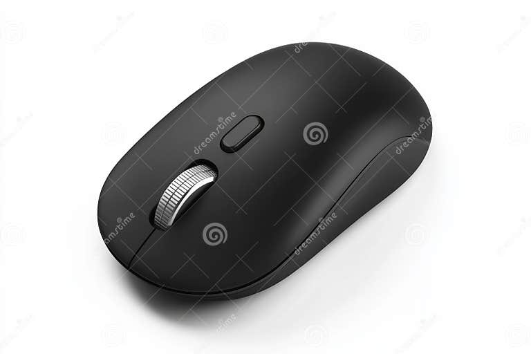 Black Computer Mouse with Scroll Wheel on White Background. Neural Network AI Generated Stock ...