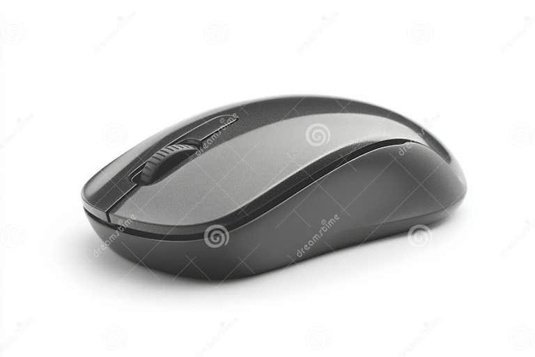 Black Computer Mouse with Scroll Wheel on White Background. Neural ...