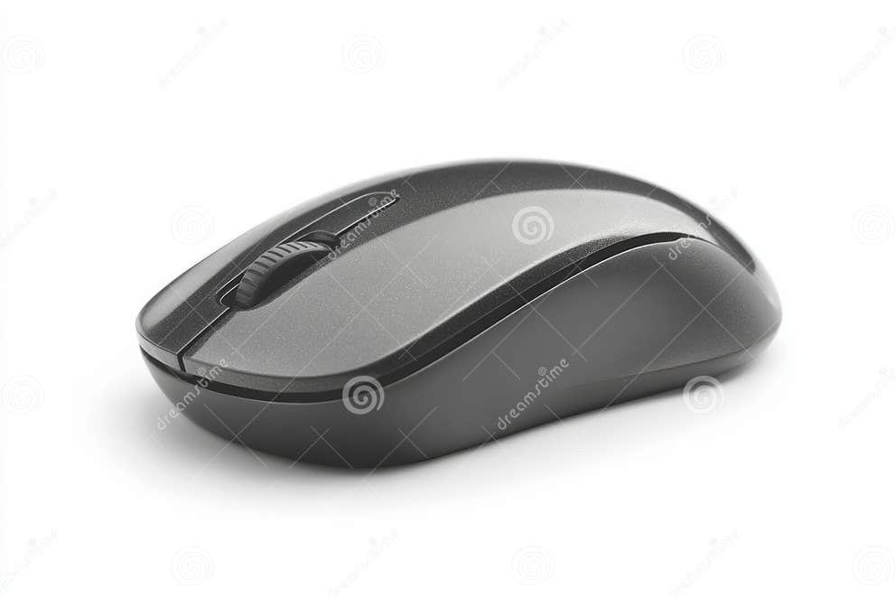 Black Computer Mouse with Scroll Wheel on White Background. Neural ...