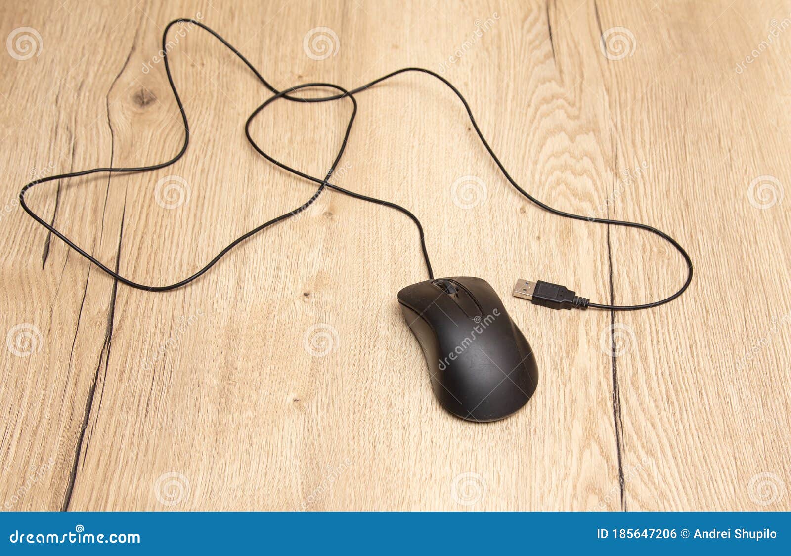 Black Computer Mouse on the Table Stock Photo - Image of plastic ...