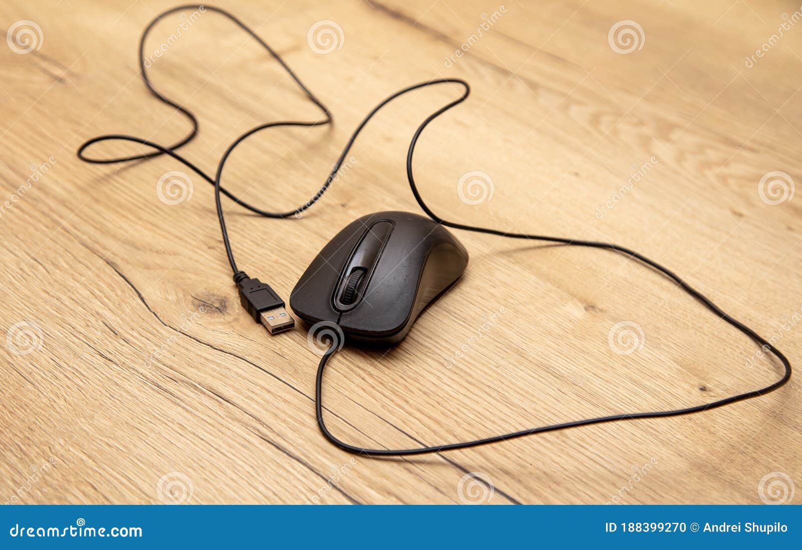 Black Computer Mouse on the Table Stock Photo - Image of connection ...