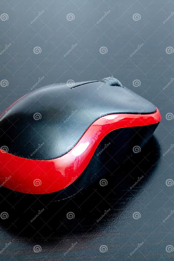 Black Computer Mouse on a Wooden Table Stock Photo - Image of optical ...
