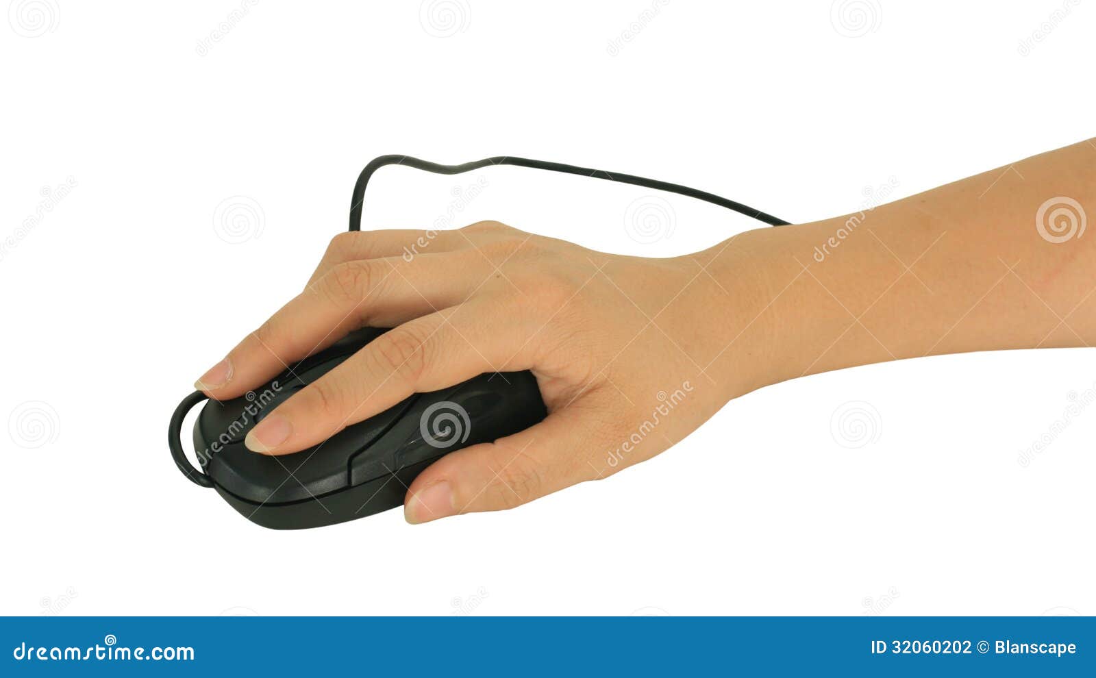 Black Computer Optical Mouse on Hand Isolated on White Stock Photo ...