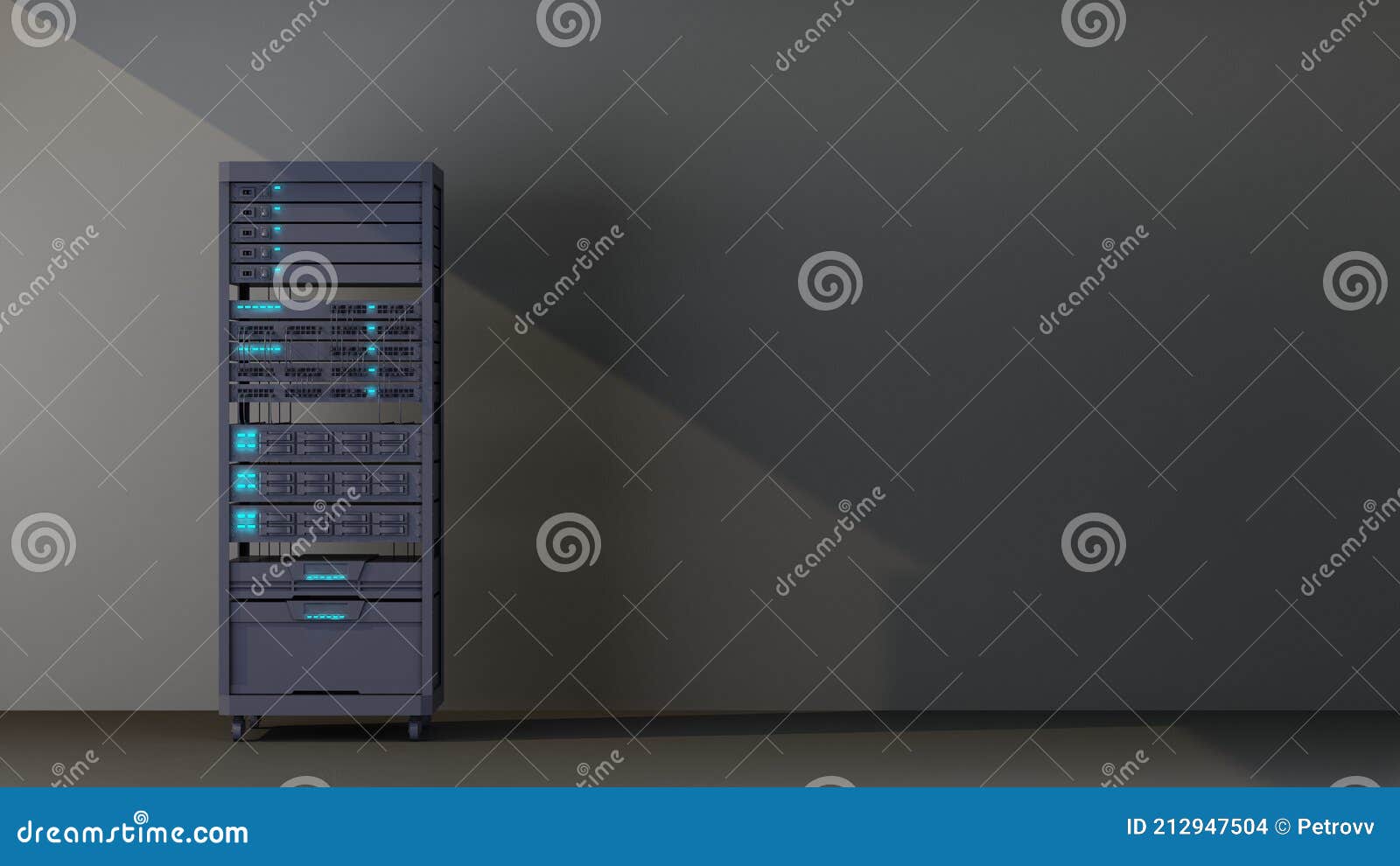 Black Computer Server in a Ray of Light Stock Illustration ...