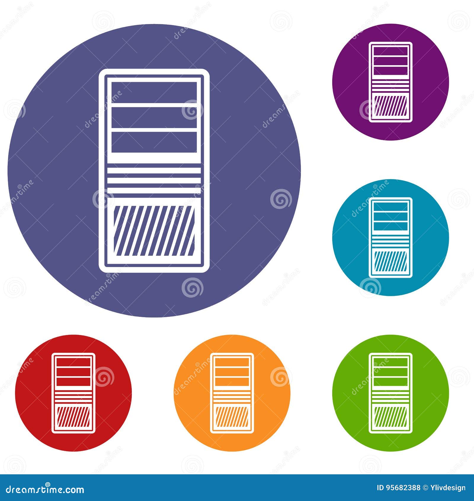 Black Computer System Unit Icons Set Stock Vector - Illustration of ...