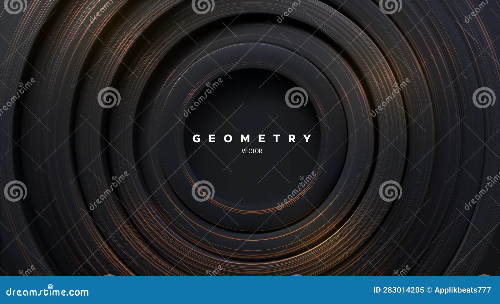 Black Concentric Shapes with Golden Striped Pattern Stock Vector ...