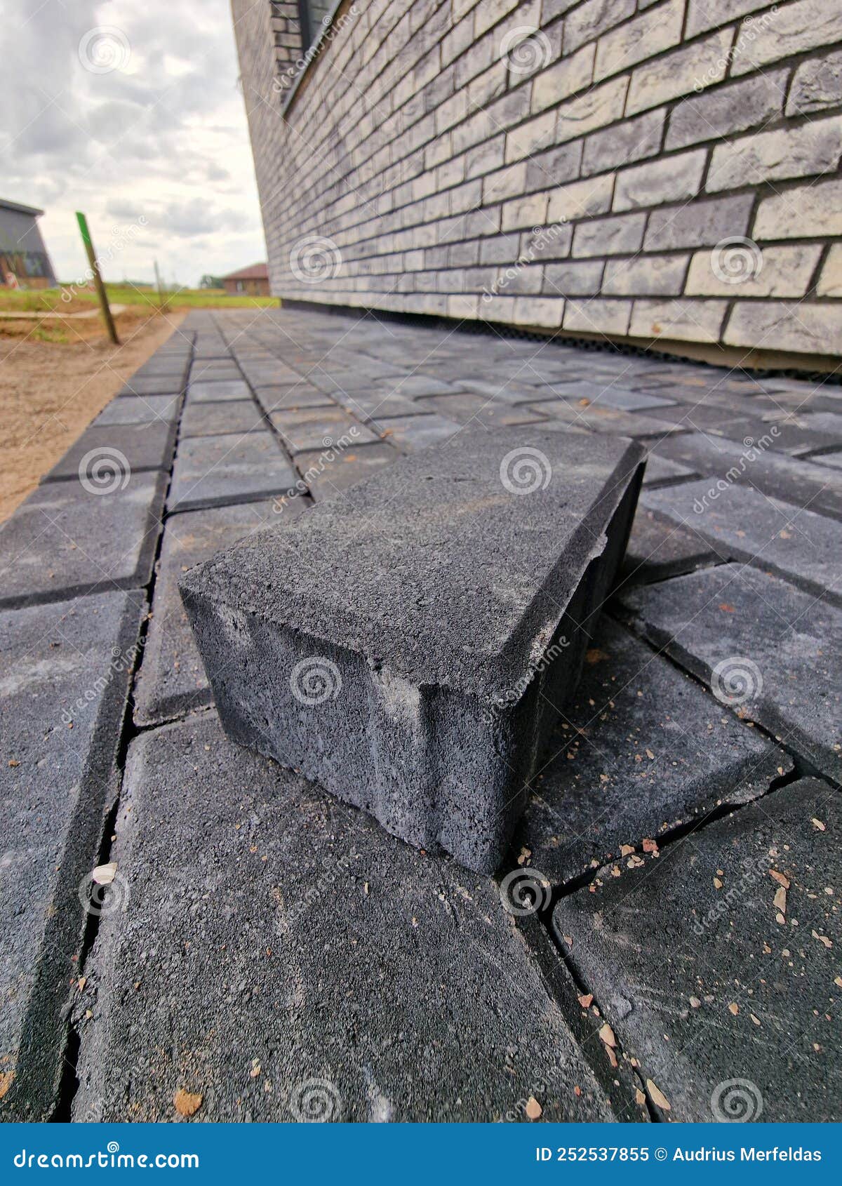 Black Concrete Brick Pavement during Laying Process Stock Image - Image ...