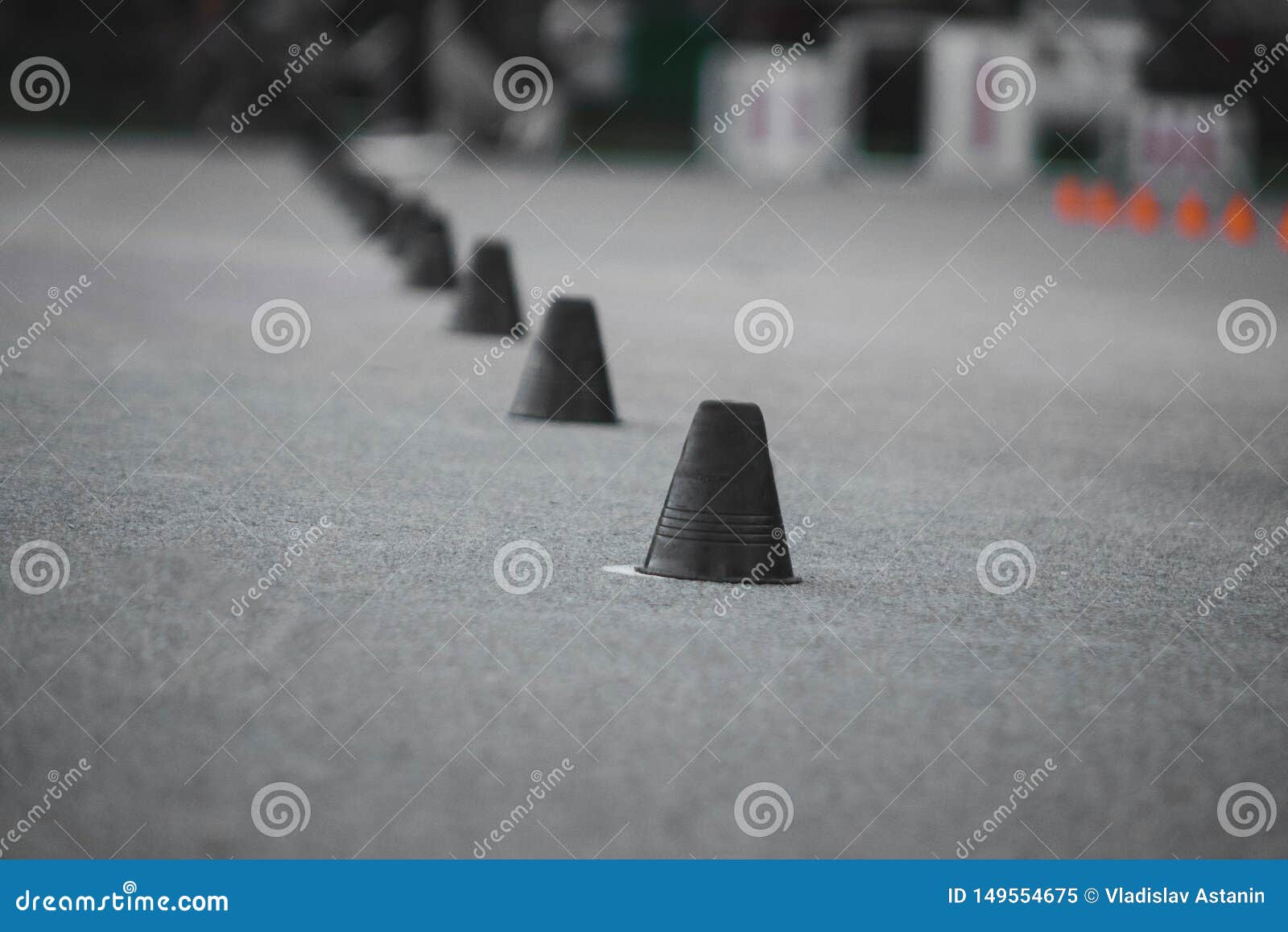 Black Cones Lying on the Pavement for Rollers Stock Image - Image of ...