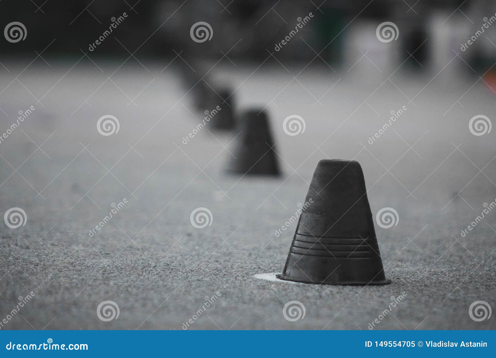 Black Cones Lying on the Pavement for Rollers Stock Image - Image of ...