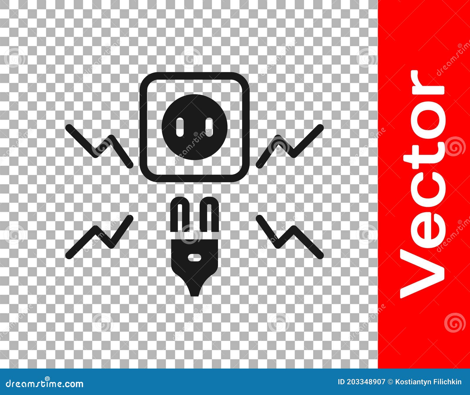 Black Connecting Electric Plug With Electricity Spark Icon Isolated On ...