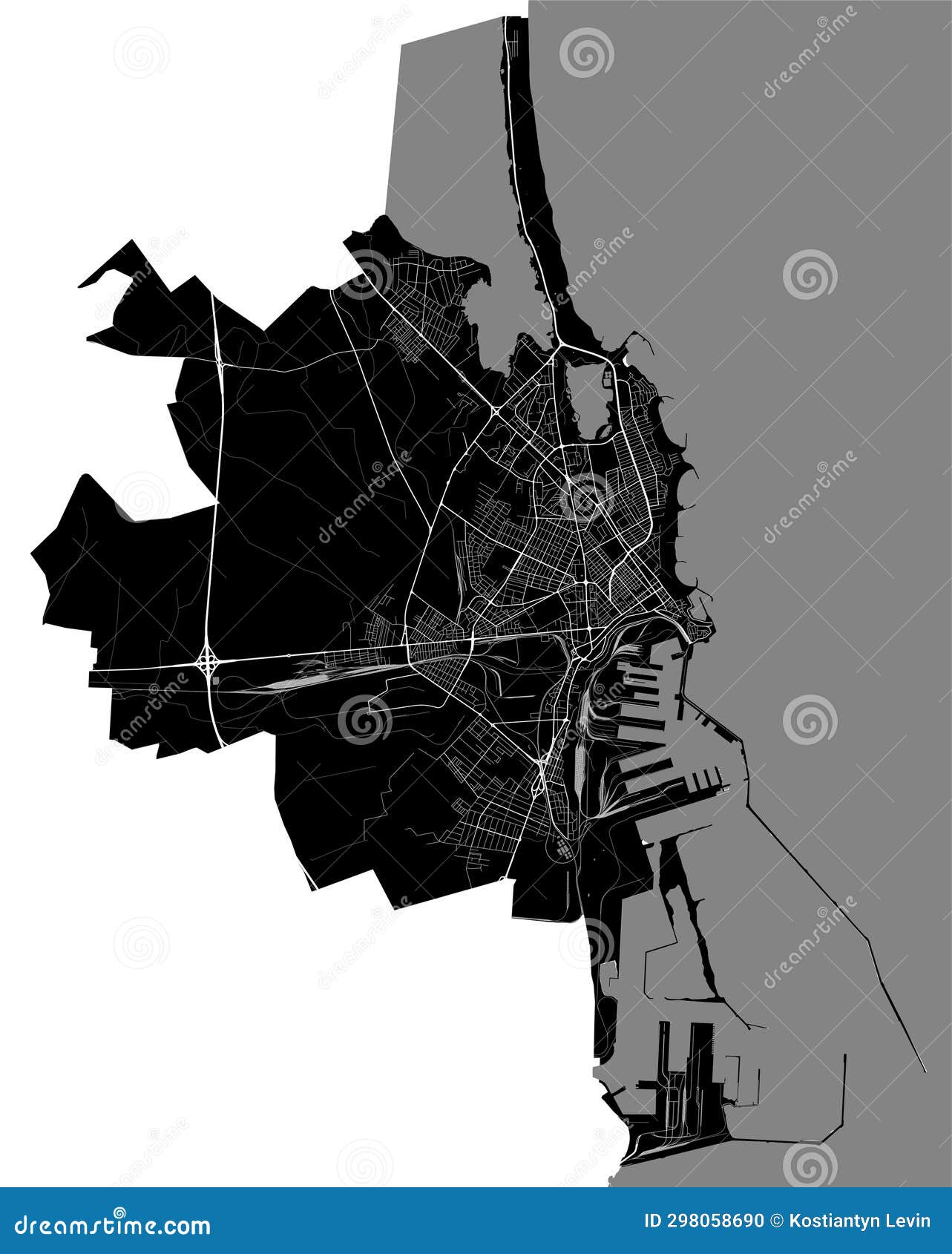 Black Constanta City Map, Administrative Area Stock Illustration ...