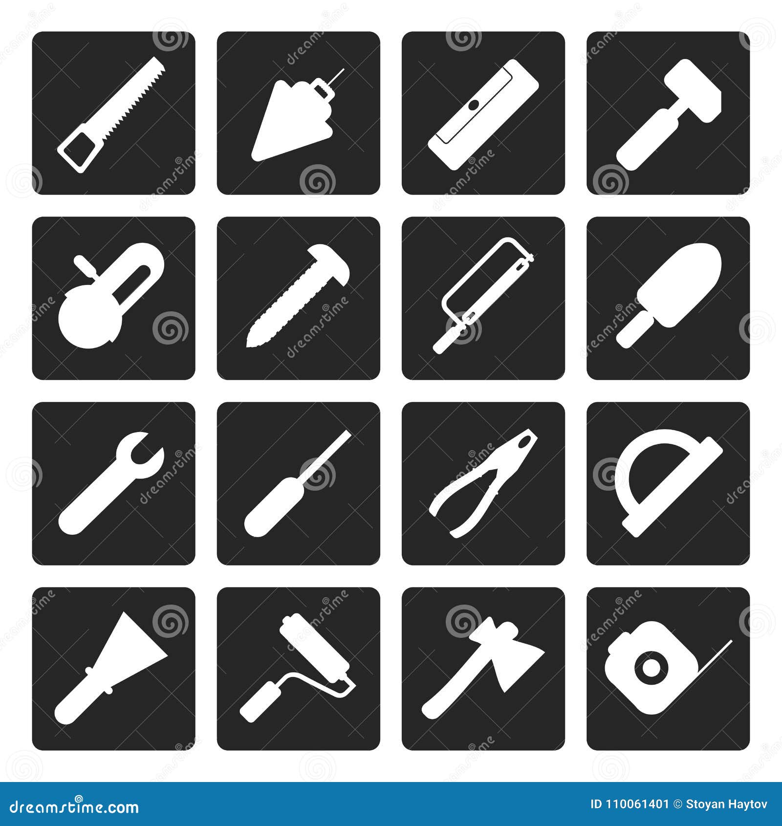 Black Construction and Building Tools Icons Stock Vector - Illustration ...