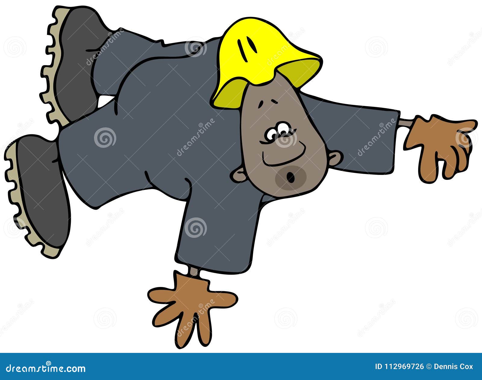 Black Construction Worker In Coveralls Falling Stock Illustration ...