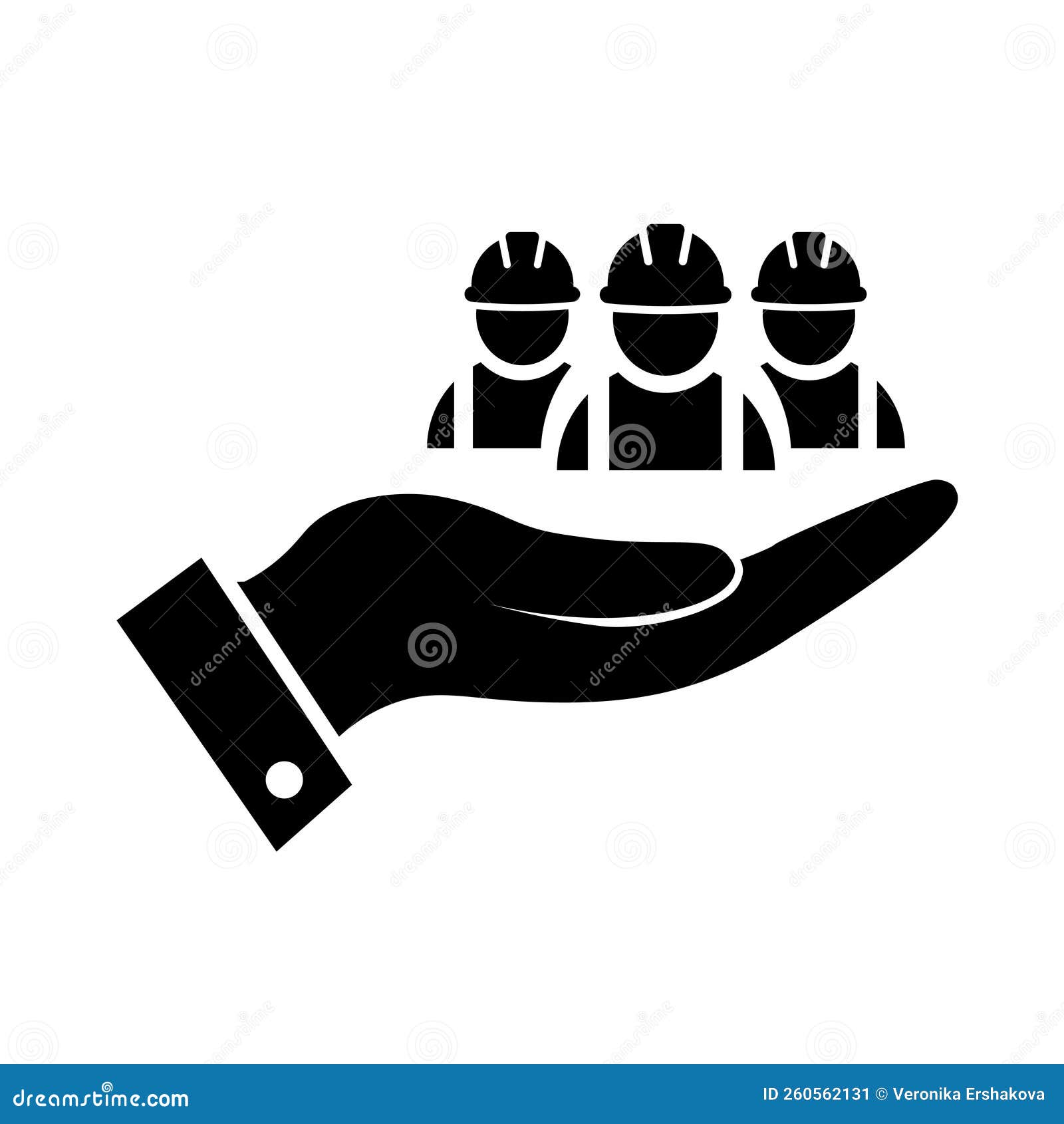 Black Construction Workers on Hand Icon. Labor Day Stock Vector ...