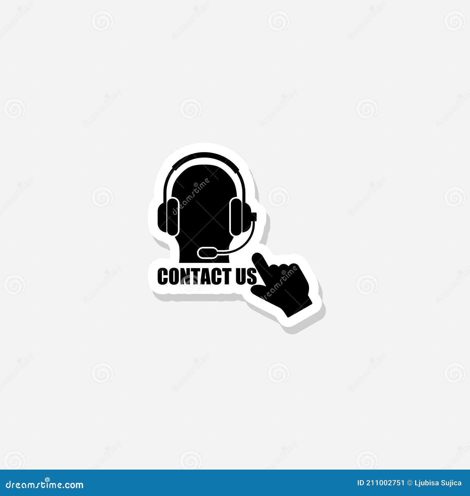 Black Contact Us Sticker Icon Stock Vector - Illustration of icon, post ...