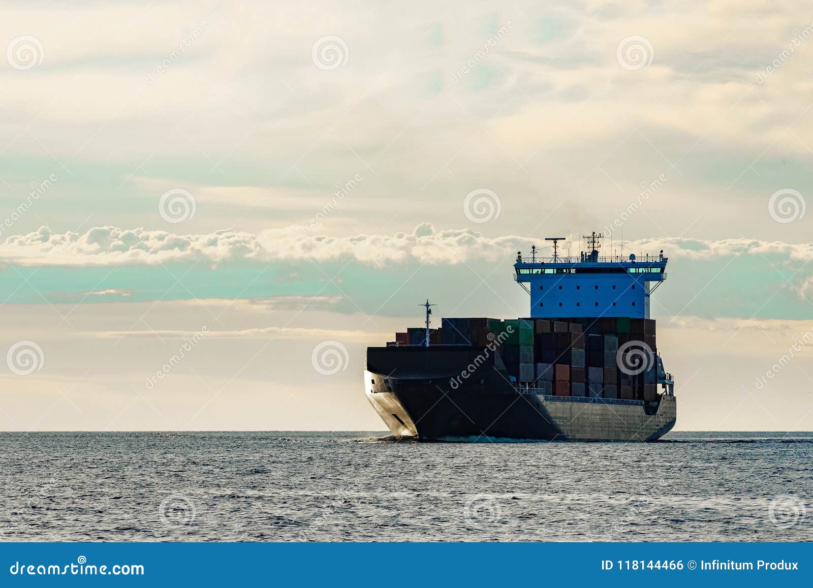 Black Container Ship Underway Stock Photo - Image of blue, ship: 118144466