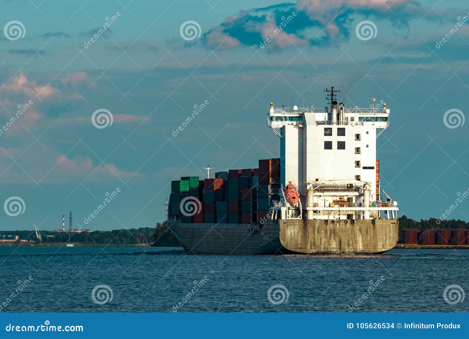 Black Container Ship Underway Stock Photo - Image of blue, delivering ...