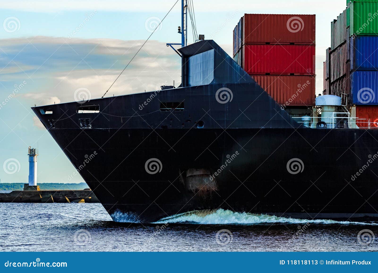 Black Container Ship Underway Stock Image - Image of ocean, latvia ...