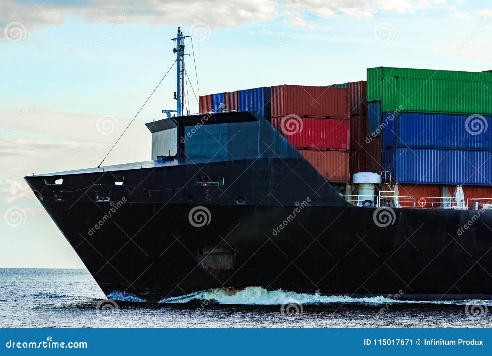 Black Container Ship Underway Stock Image - Image of transport ...