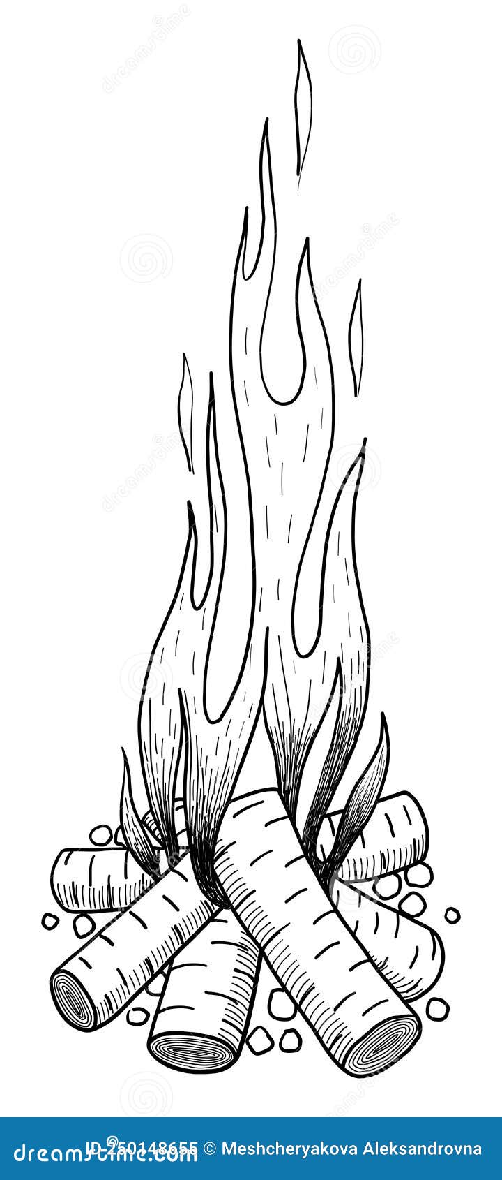 VECTOR BURNING FIRE ISOLATED on a WHITE BACKGROUND. DOODLE DRAWING by ...
