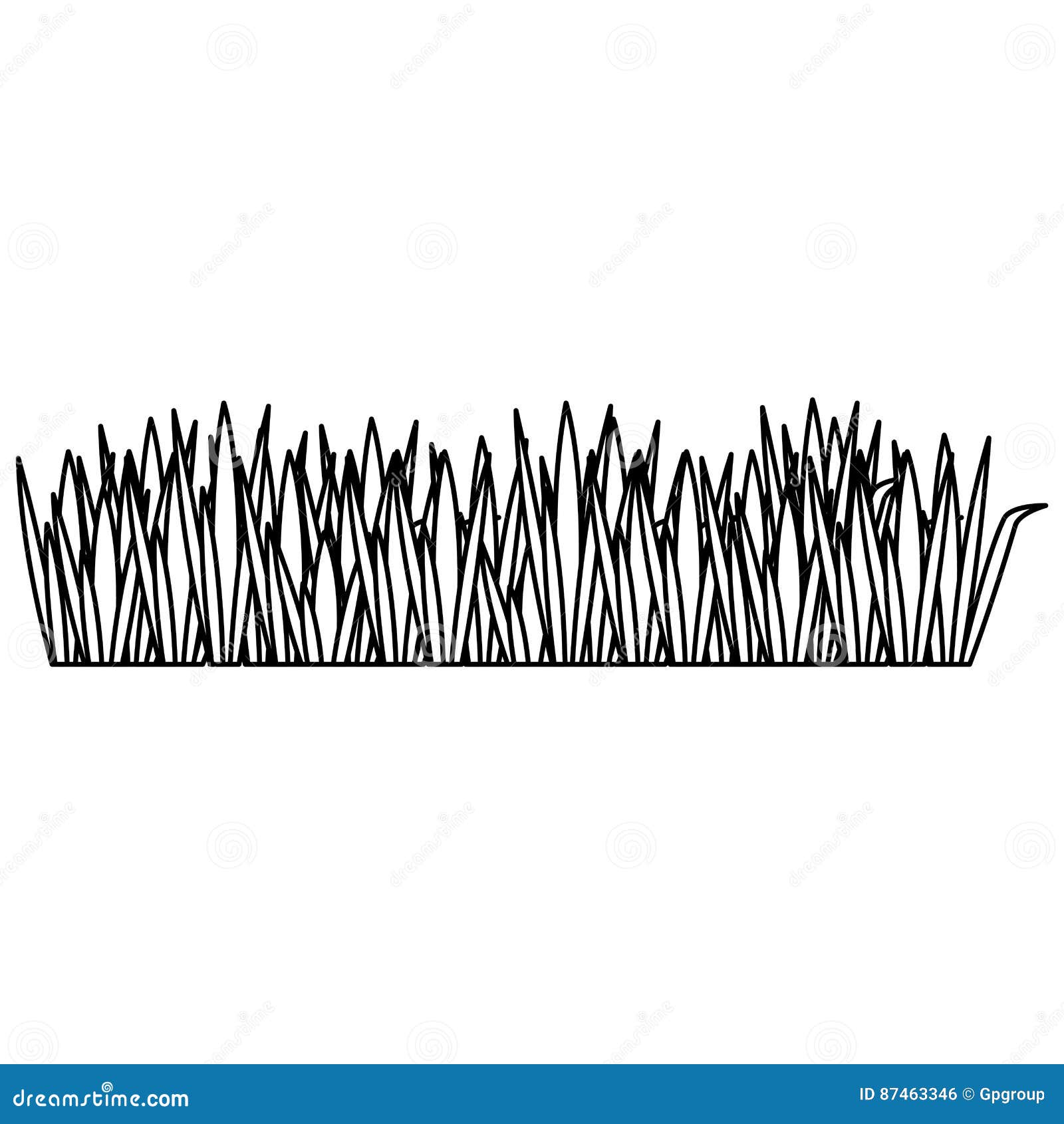 Black Contour of Field Grass Stock Illustration - Illustration of plant ...